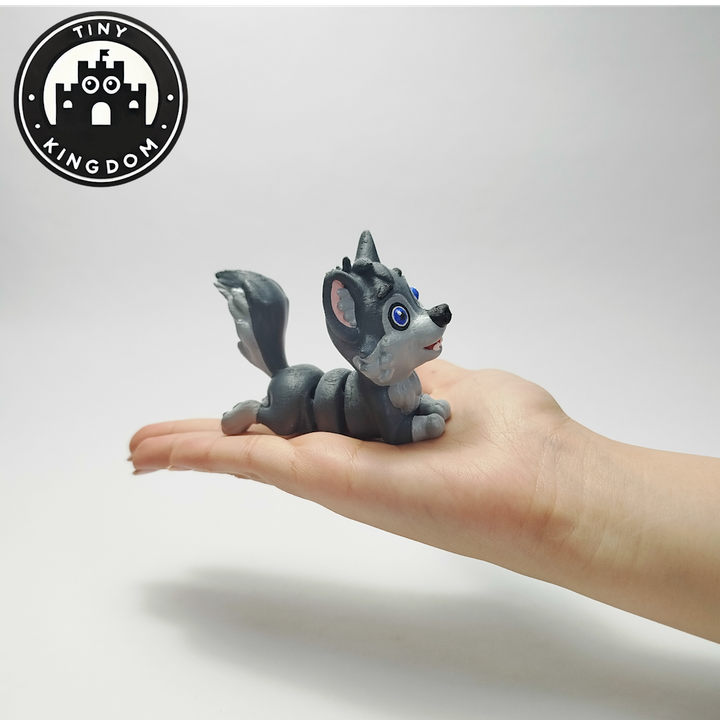3D Printable Flexi Tiny Wolf, Articulated fidget figure, keychain version included, 3mf included ...
